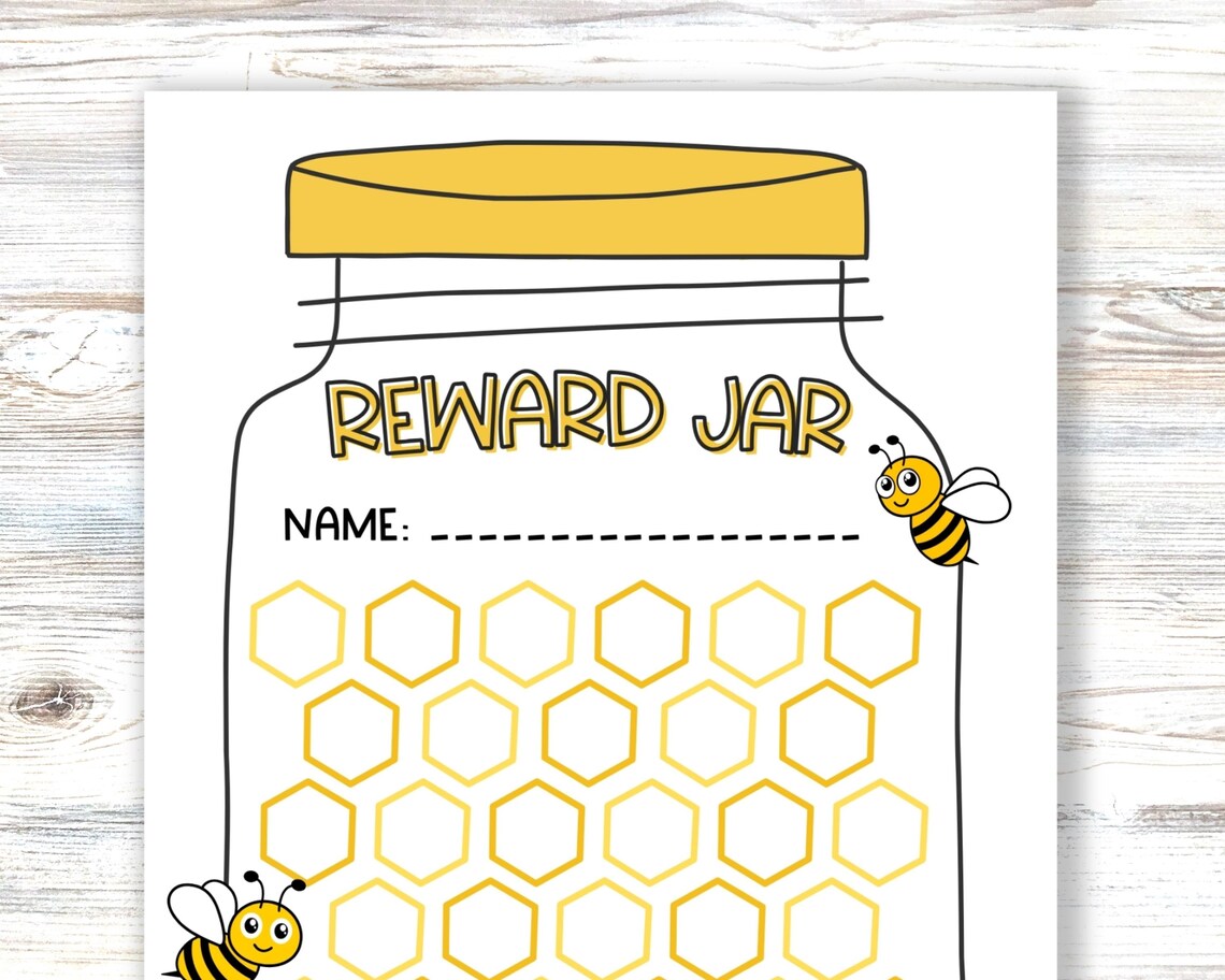 Printable Bee's Reward Jar for Kids, Classroom Positive Behavior Reward ...