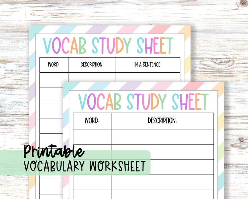Spelling List Writing Practice Sheet, Bundle With Vocabulary Practice ...