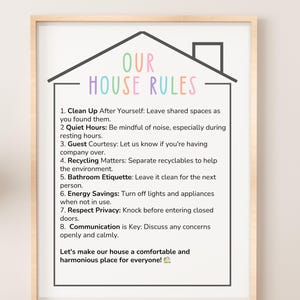 Editable House Rules Chart for Kid and Families Household Rules Chart ...