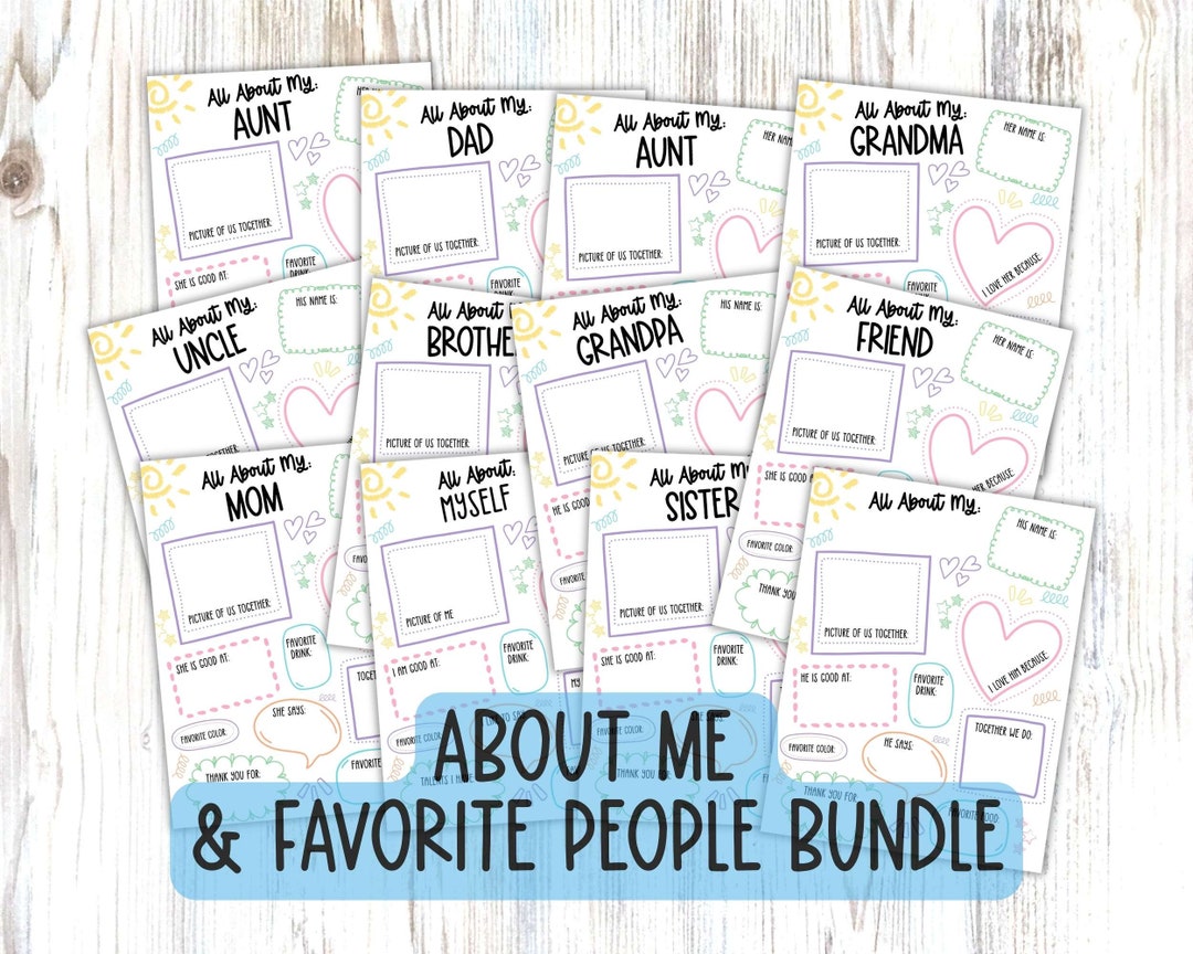 All About My Favorite People Printable Gift Bundle, Classroom Activity ...