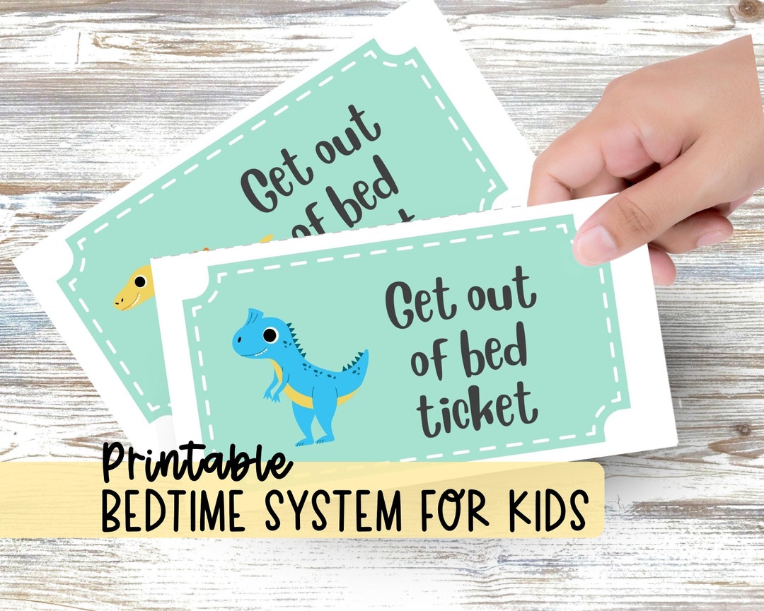 Bedtime Pass for Bedtime Routine, Dinosaur Sleep Training Printable ...