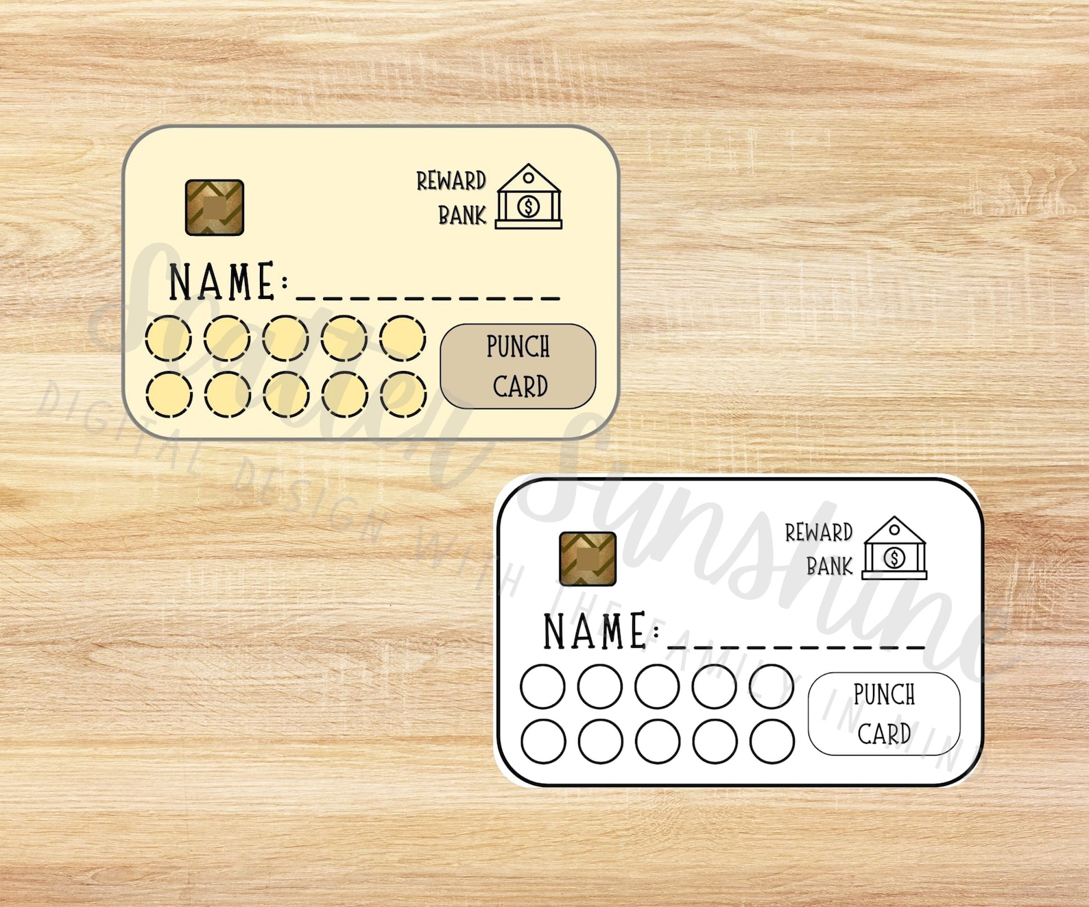 Reward Punch Card, Printable Reward System for Kids, Play Debit Card ...