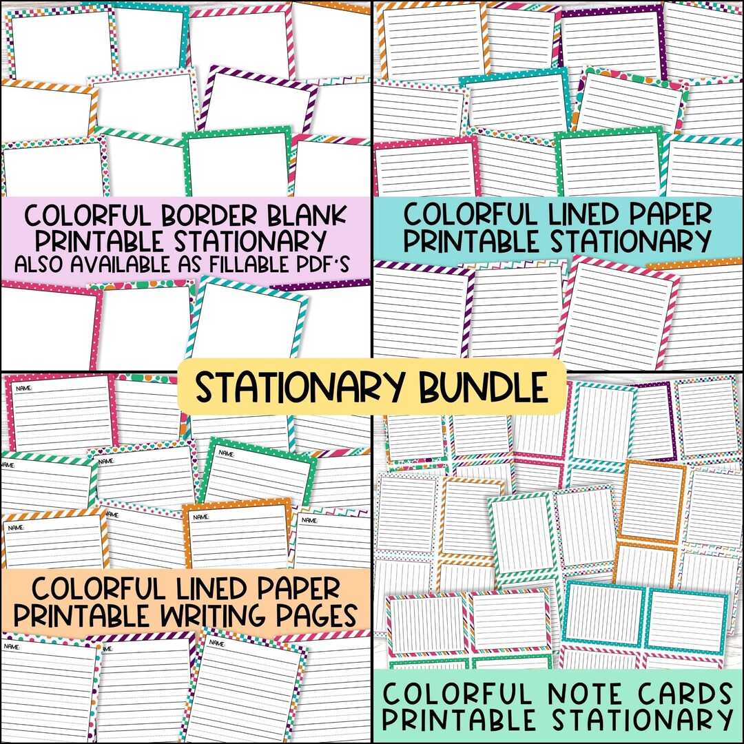 Colorful Stationary Set Fun Printable Lined Junk Letter Journal Pages ...