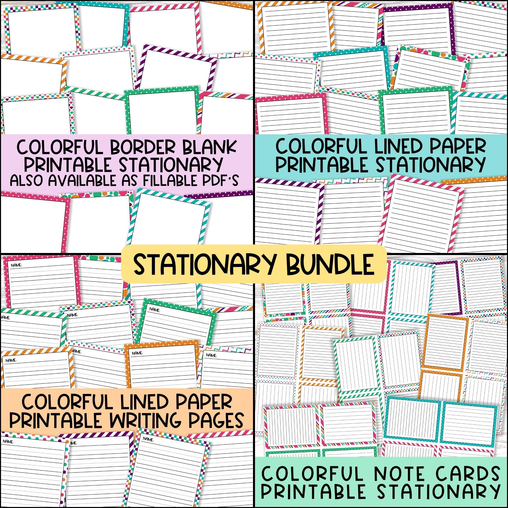 Colorful Stationary Set Fun Printable Lined Junk Letter Journal Pages ...