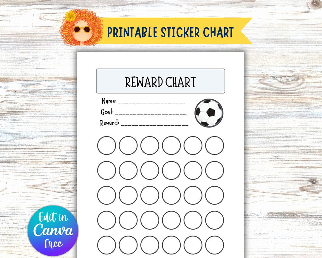 Editable Reward Chart for Kid Sticker Chart for Positive - Etsy