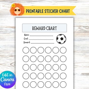 Editable Reward Chart for Kid Sticker Chart for Positive Behavior Teen ...