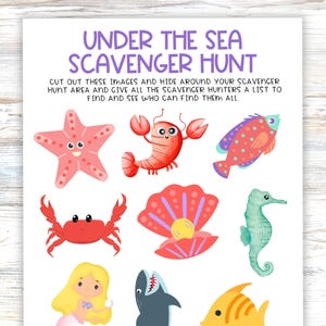 Ocean Animal Scavenger Hunt, Under the Sea Birthday Party Activity ...