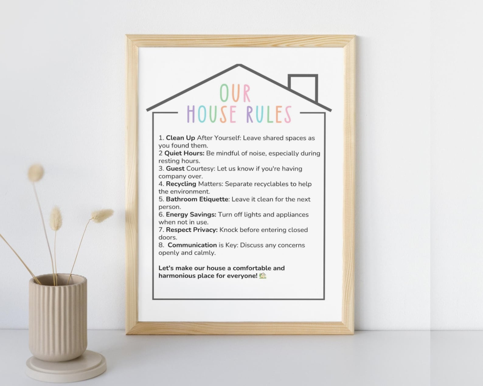 Editable House Rules Chart for Kids and Families, Household Rules Chart ...