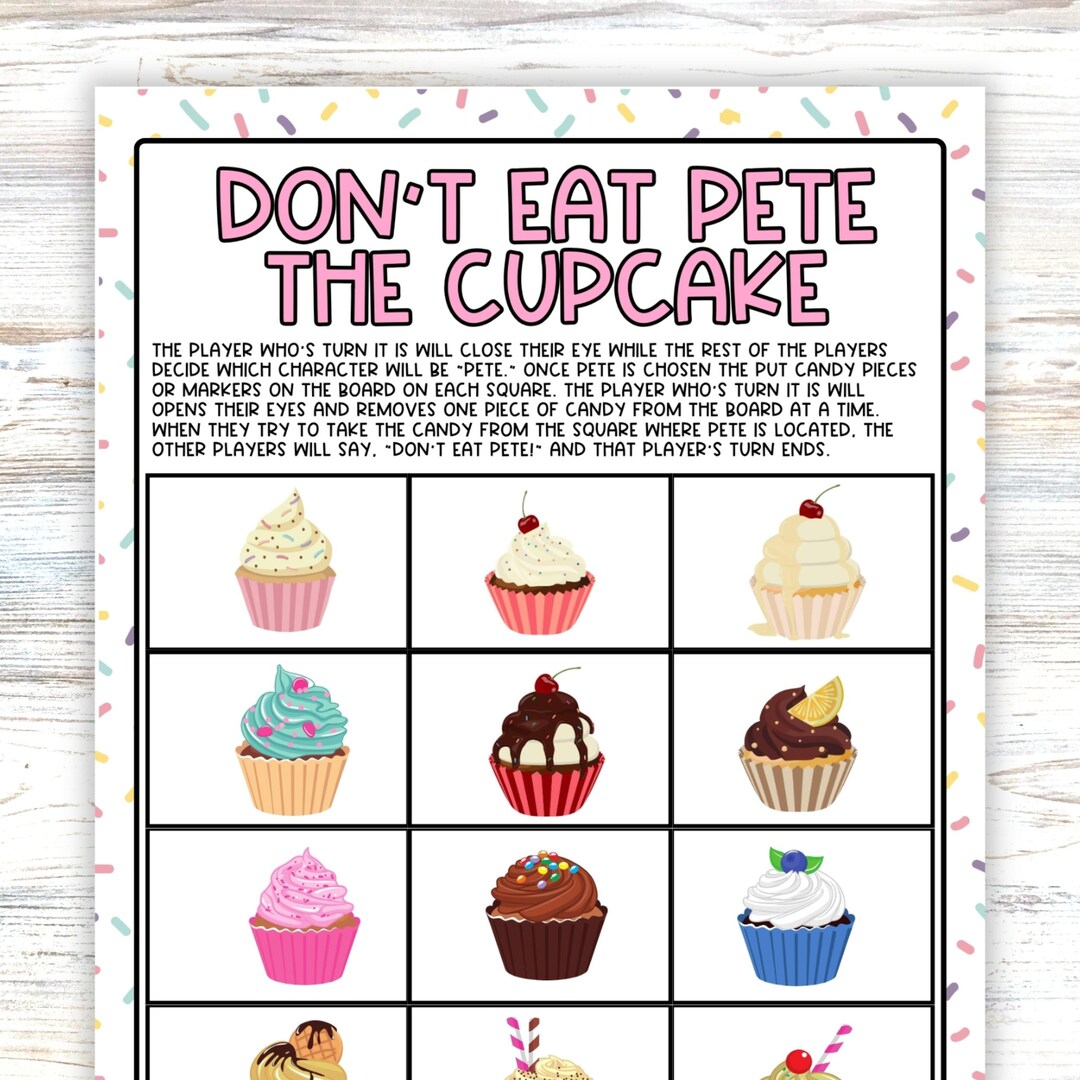 Don't Eat Pete the Cupcake, Fun Easy Birthday Party Activity or Kids ...
