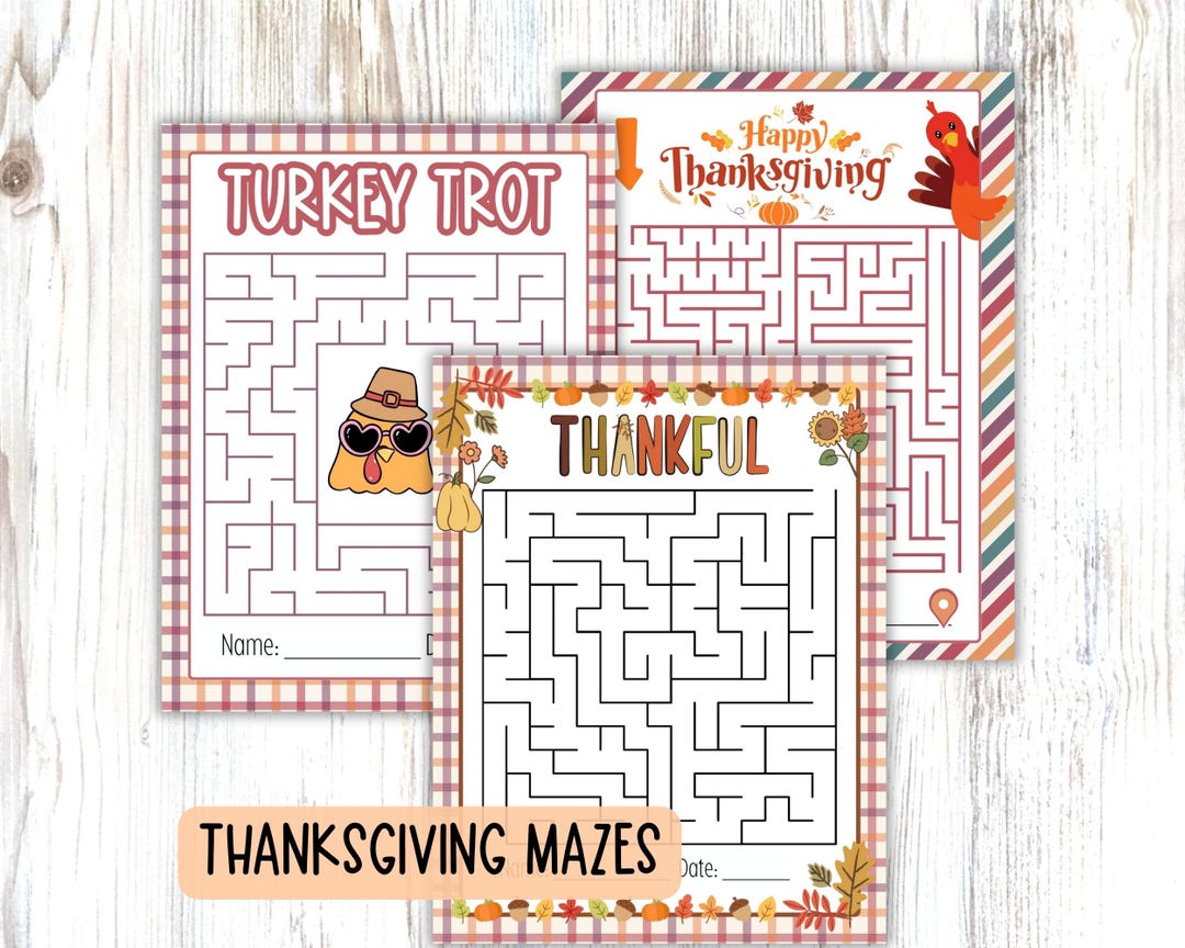 Thanksgiving Maze Bundle, Find the Turkey, Happy Thanksgiving Printable ...