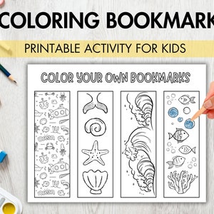 Ocean Bookmark Set Printable, Under the Sea Creatures Coloring Page ...