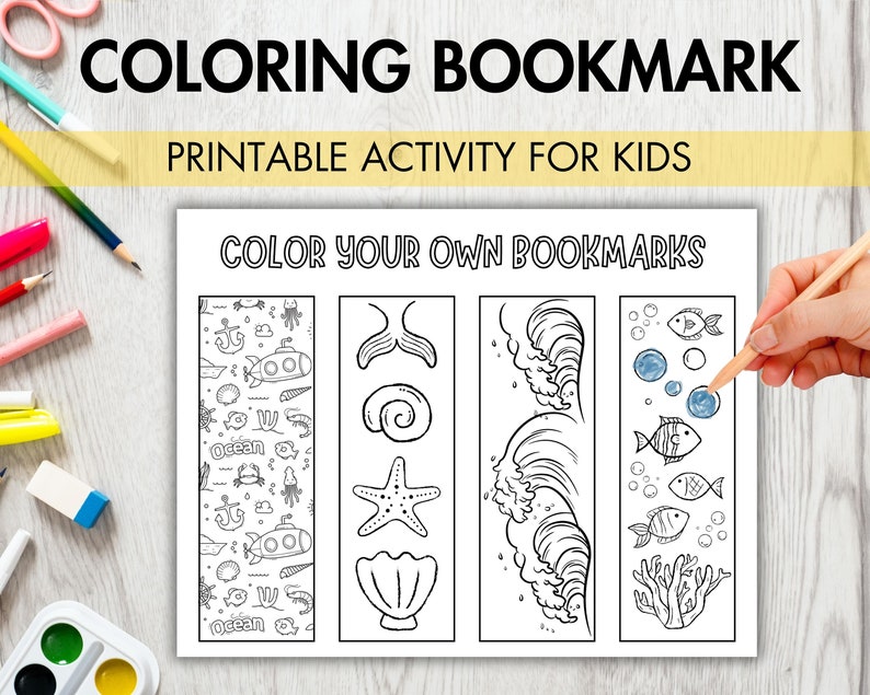 Ocean Bookmark Set Printable, Under the Sea Creatures Coloring Page ...