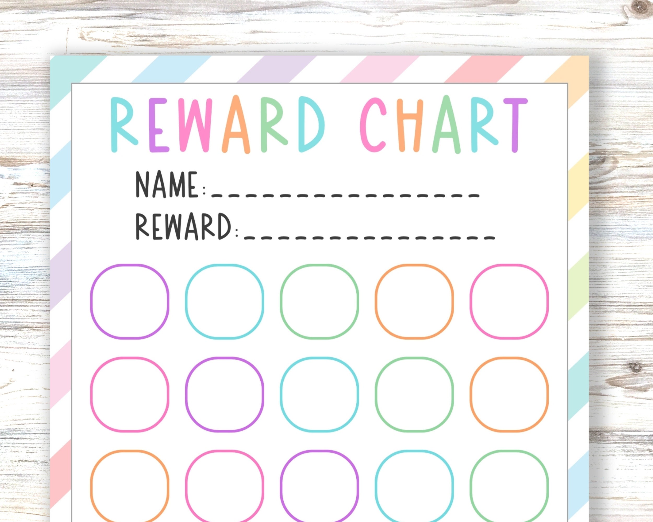 Printable Rainbow Reward Chart for Kid Sticker Chart Positive Behavior ...