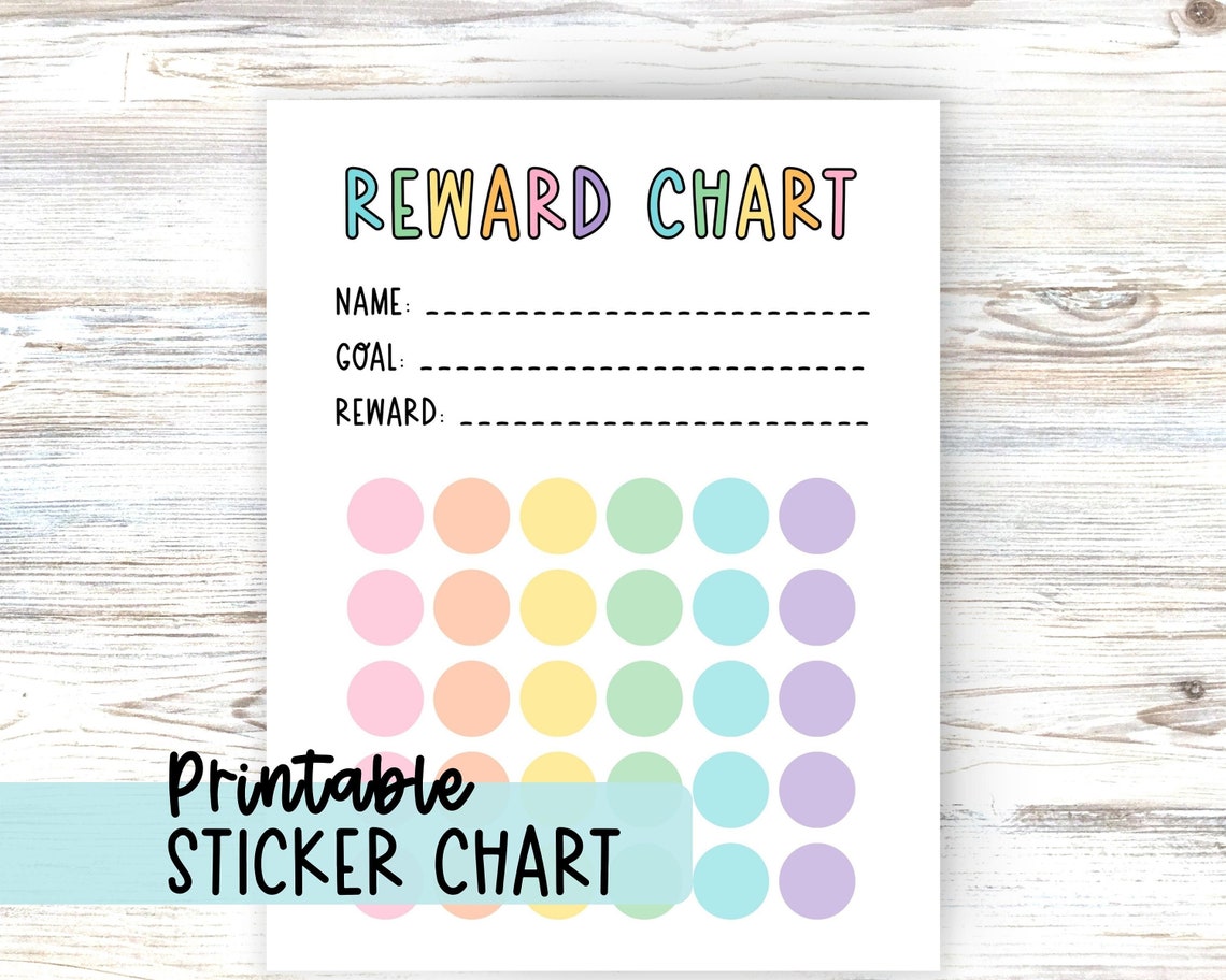 Printable Rainbow Reward Chart for Kid Sticker Chart Positive Behavior ...