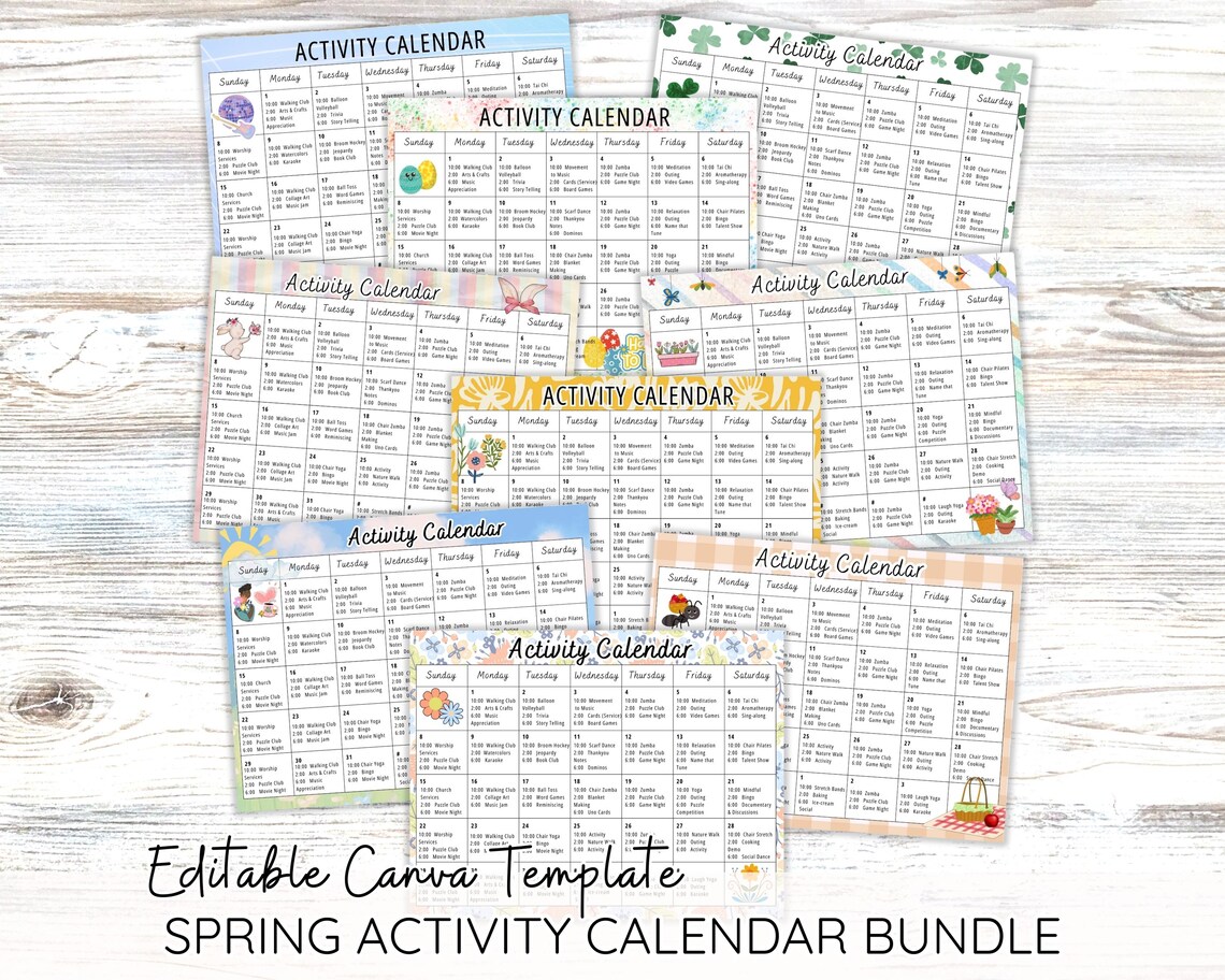 Activity Calendar Canva Template for Recreation Director, Bulletin ...