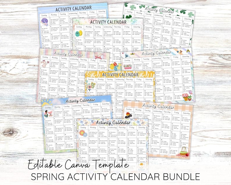 Activity Calendar Canva Template for Recreation Director, Bulletin ...