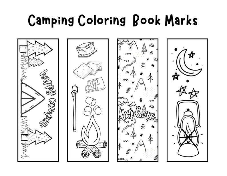 Color Your Own Bookmark Printable Camping Coloring Page for Kid Summer ...