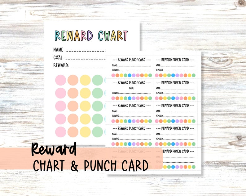 Reward Punch Card, Allowance Ledger, Behavior Sticker Chart, Printable ...