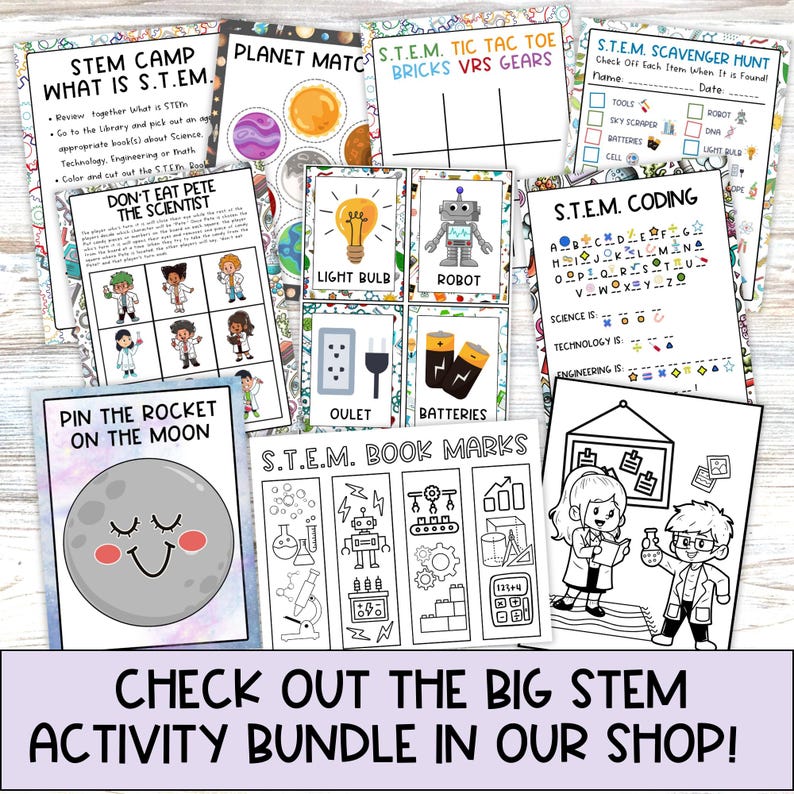 STEM Learning Activities Bundle for Kids, Trivia Questions, Fun Facts ...