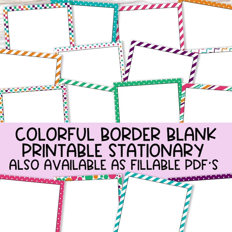 Colorful Stationary Set Fun Printable Lined Junk Letter Journal Pages ...