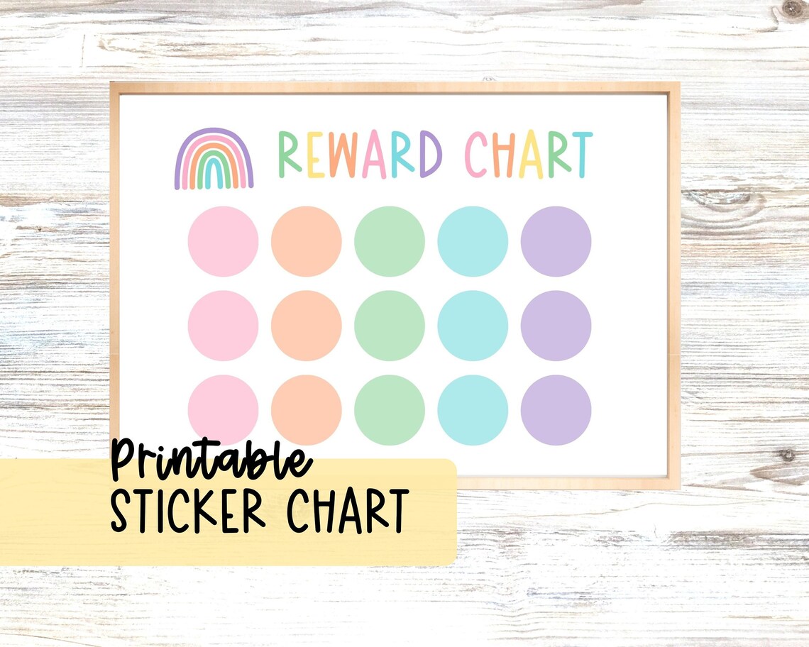 Printable Rainbow Reward Chart for Kid Sticker Chart Positive Behavior ...