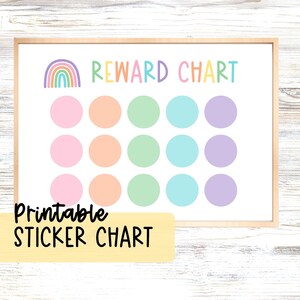 Printable Rainbow Reward Chart for Kid Sticker Chart Positive Behavior ...