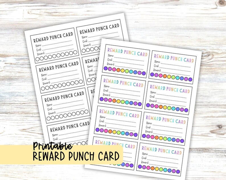 Reward Punch Cards, Printable Reward System for Kids, Good Behavior ...