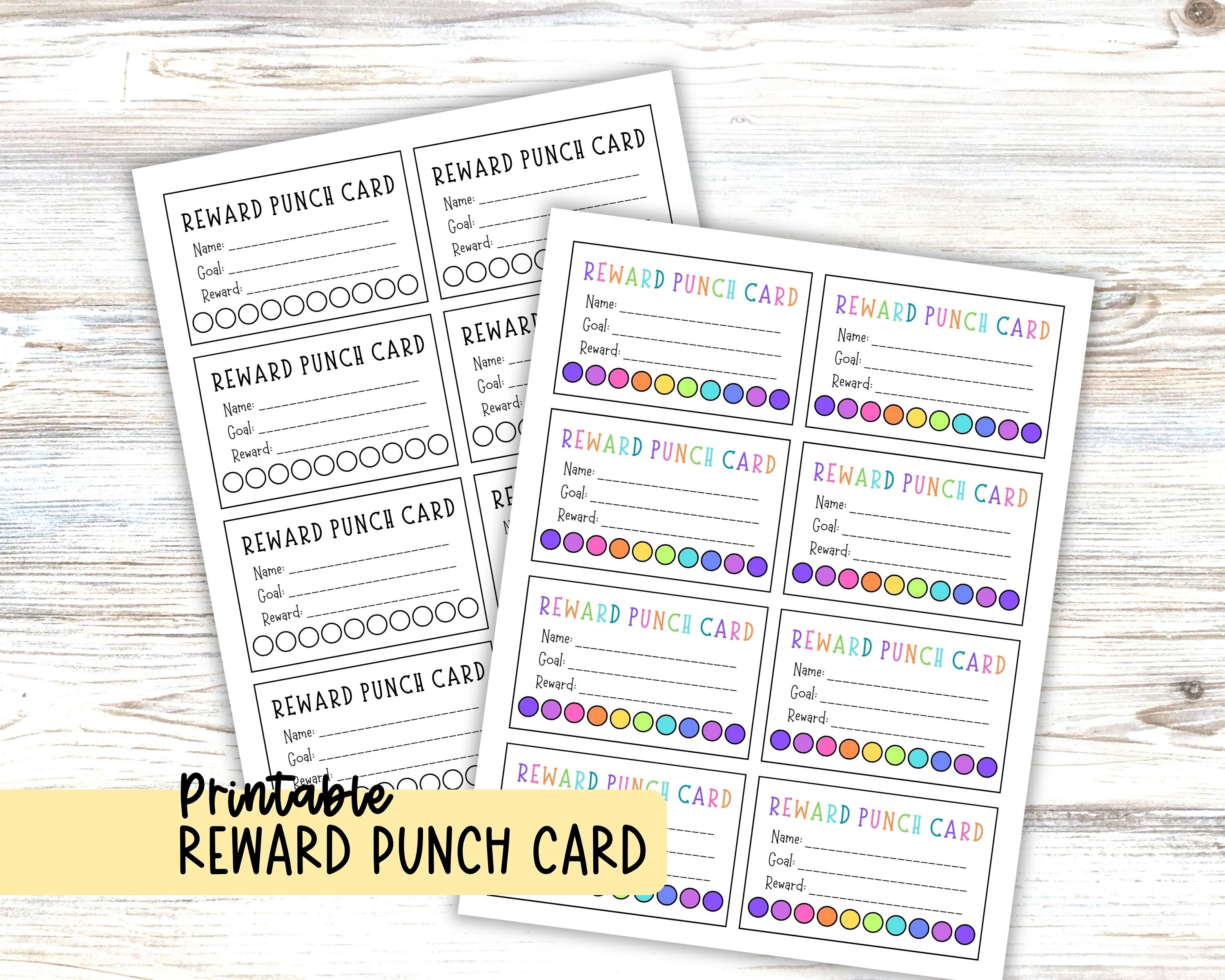 Reward Punch Cards, Printable Reward System for Kids, Good Behavior ...