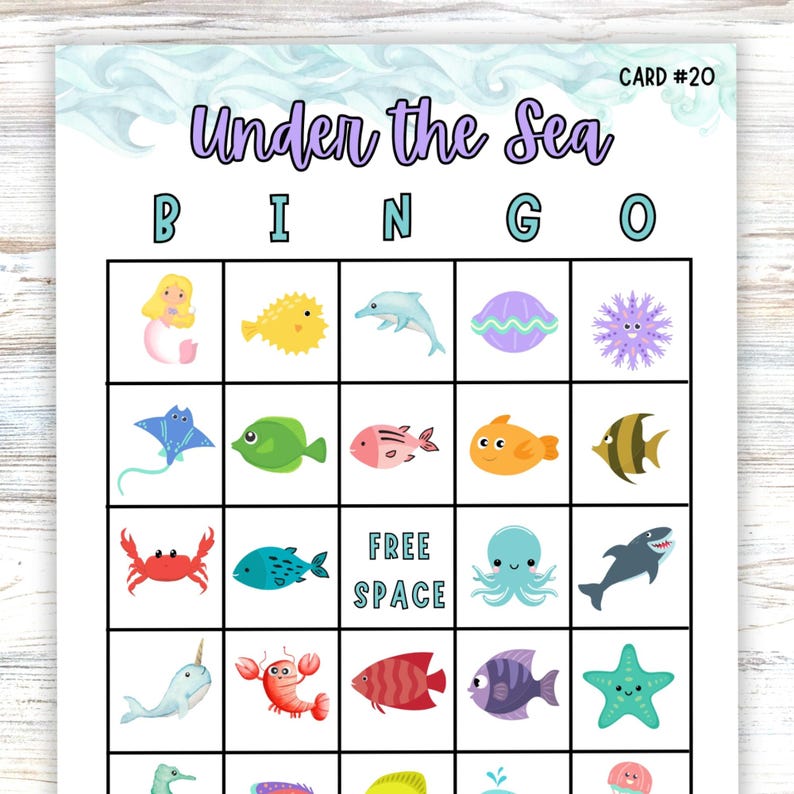 Bingo Game & Playing Card Deck Bundle, Printable Under the Sea ...