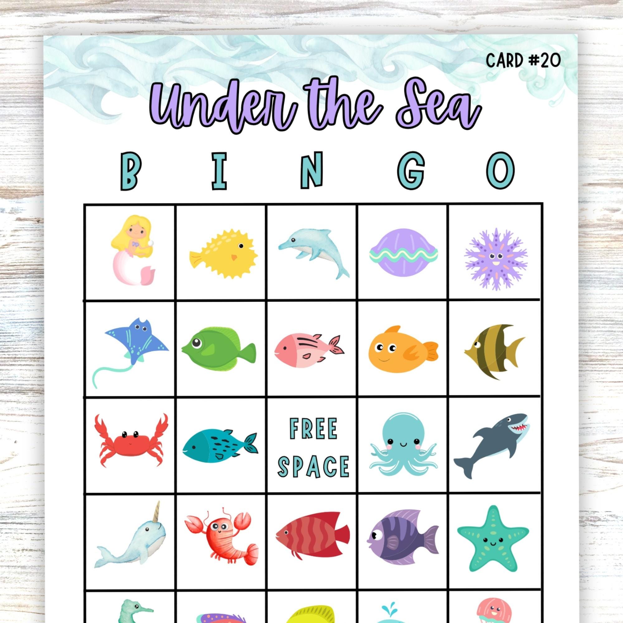 Bingo Game & Playing Card Deck Bundle, Printable Under the Sea ...