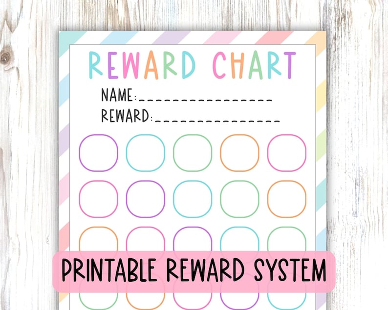 Printable Rainbow Reward Chart for Kid Sticker Chart Positive Behavior ...