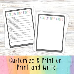 Screen Time Rules Editable Template, Screen Safety Rules Families and ...