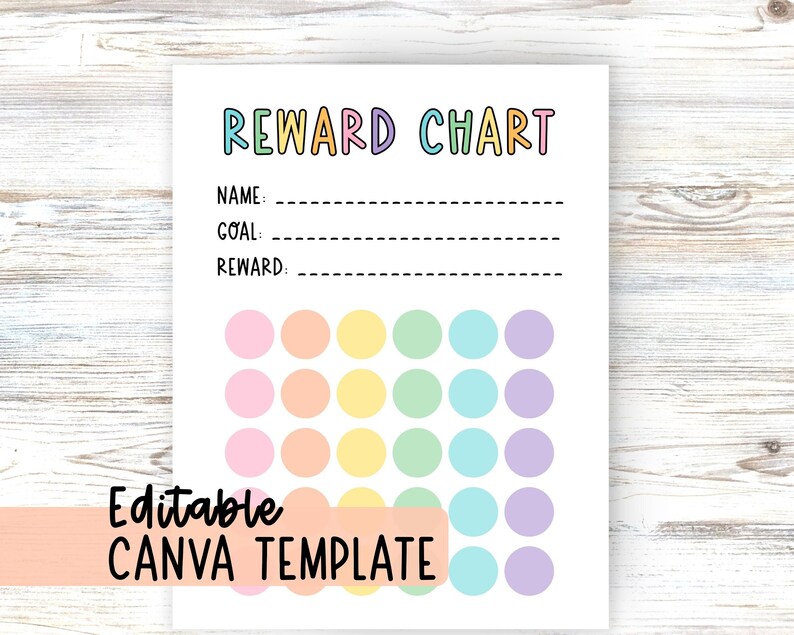 Printable Rainbow Reward Chart for Kid Editable Sticker Chart Positive ...