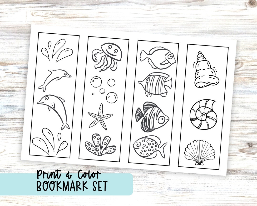Ocean Bookmark Set Printable, Under the Sea Creatures Coloring Page ...