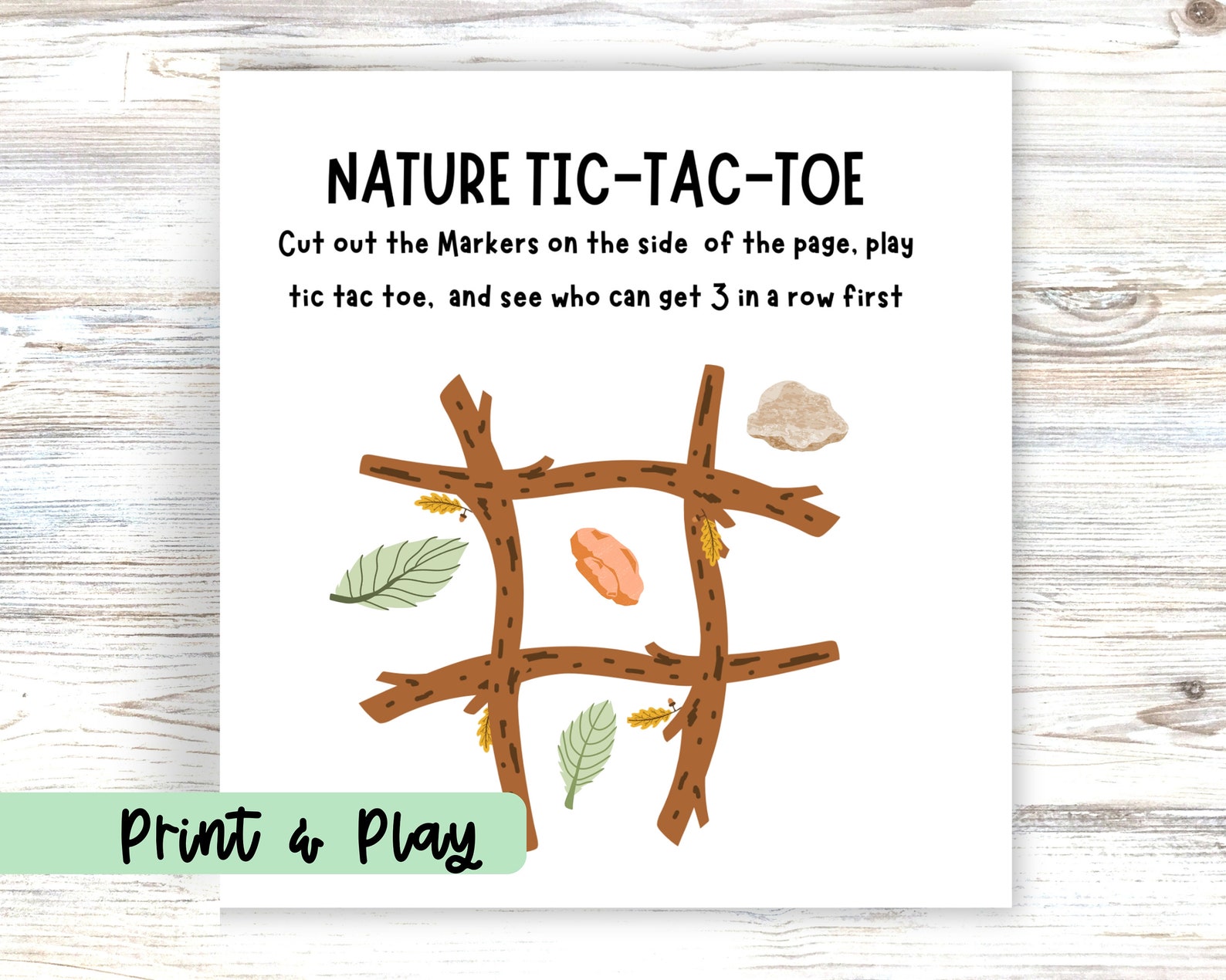 Printable Tic Tac Toe Game for Kid Sticks and Stones Board Game Summer ...
