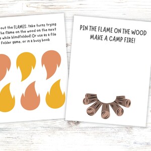Printable File Folder Game or Pin the Flame on the Wood Campfire Party ...