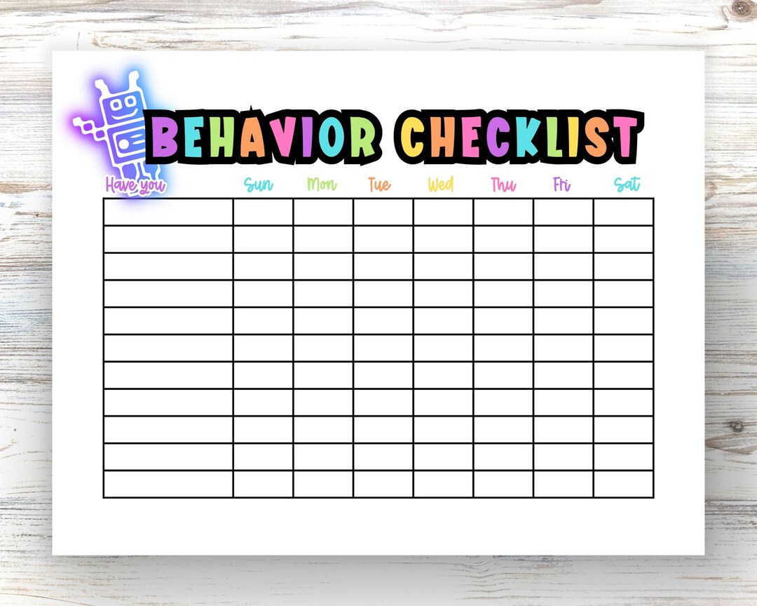 Behavior Checklist Earn Screen Time, Reward Sticker Chart, Weekly ...