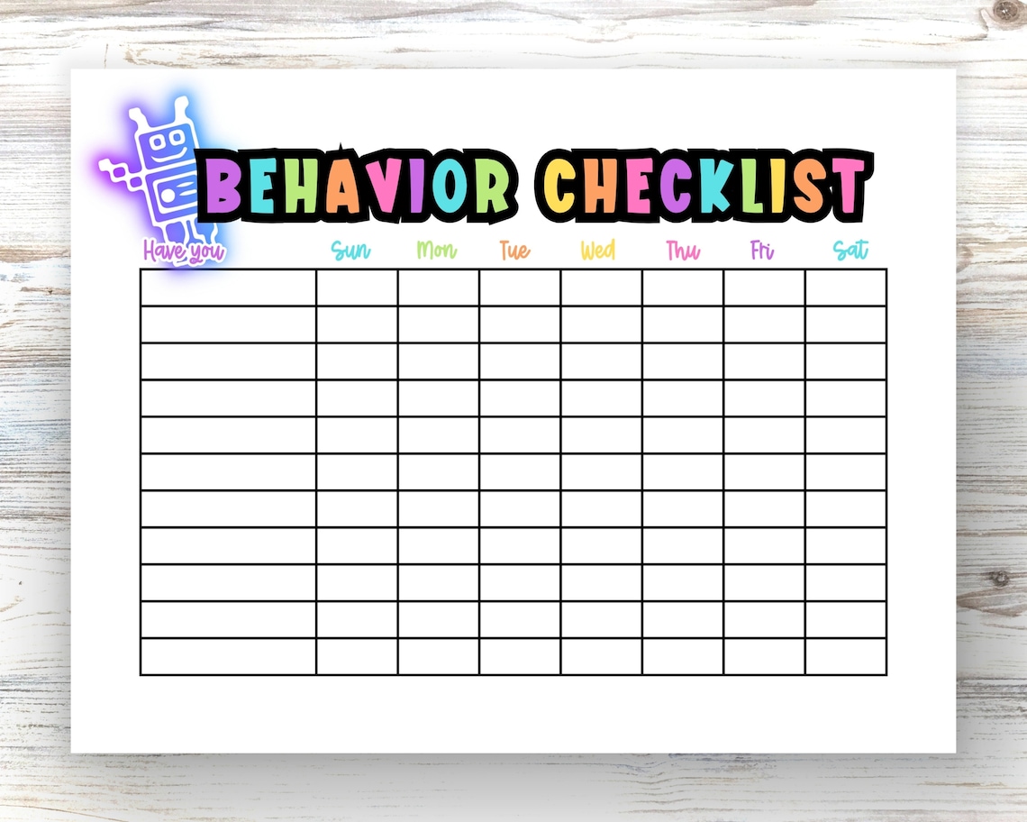 Behavior Checklist Earn Screen Time, Reward Sticker Chart, Weekly ...