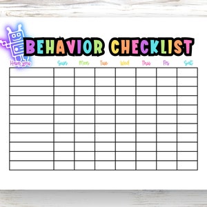 Behavior Checklist Earn Screen Time, Reward Sticker Chart, Weekly ...