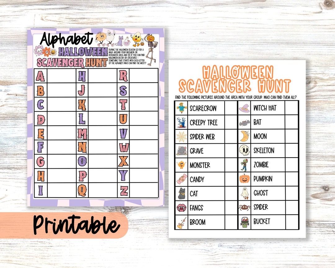 Neighborhood Halloween Scavenger Hunt, ABC Scavenger Hunt, Classroom ...