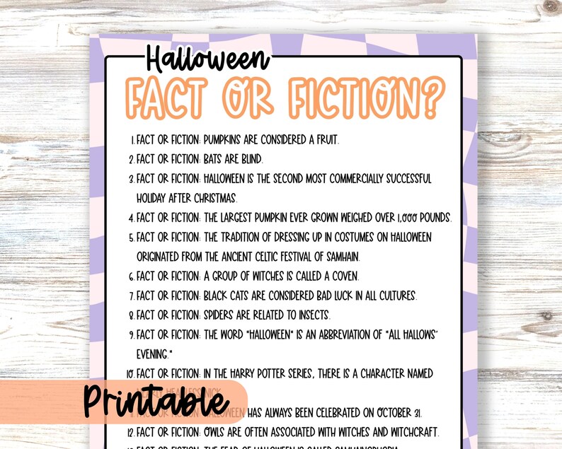Halloween Party Game Bundle: Printable Fact or Fiction, This or That ...