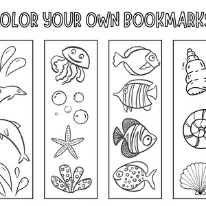 Ocean Bookmark Set Printable, Under the Sea Creatures Coloring Page ...