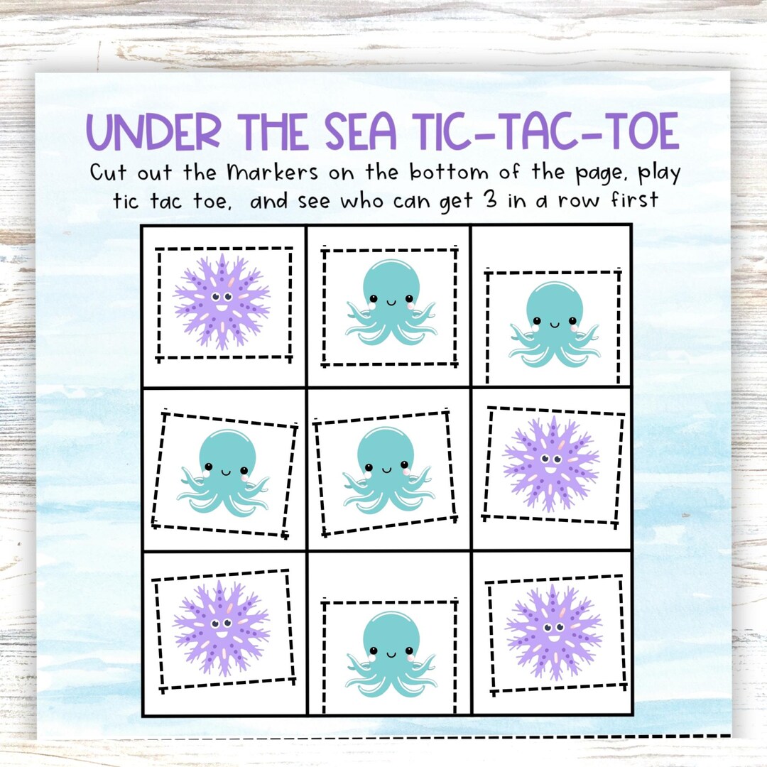 Under the Sea Tic Tac Toe, Ocean Theme Printable Printable Activities ...