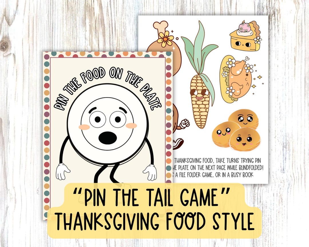Thanksgiving Feast Pin Tail on Donkey Game, Holiday Party Game, Feast ...