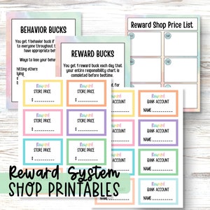 Reward System Bundle Printable Reward Bucks, Good Behavior Chart ...