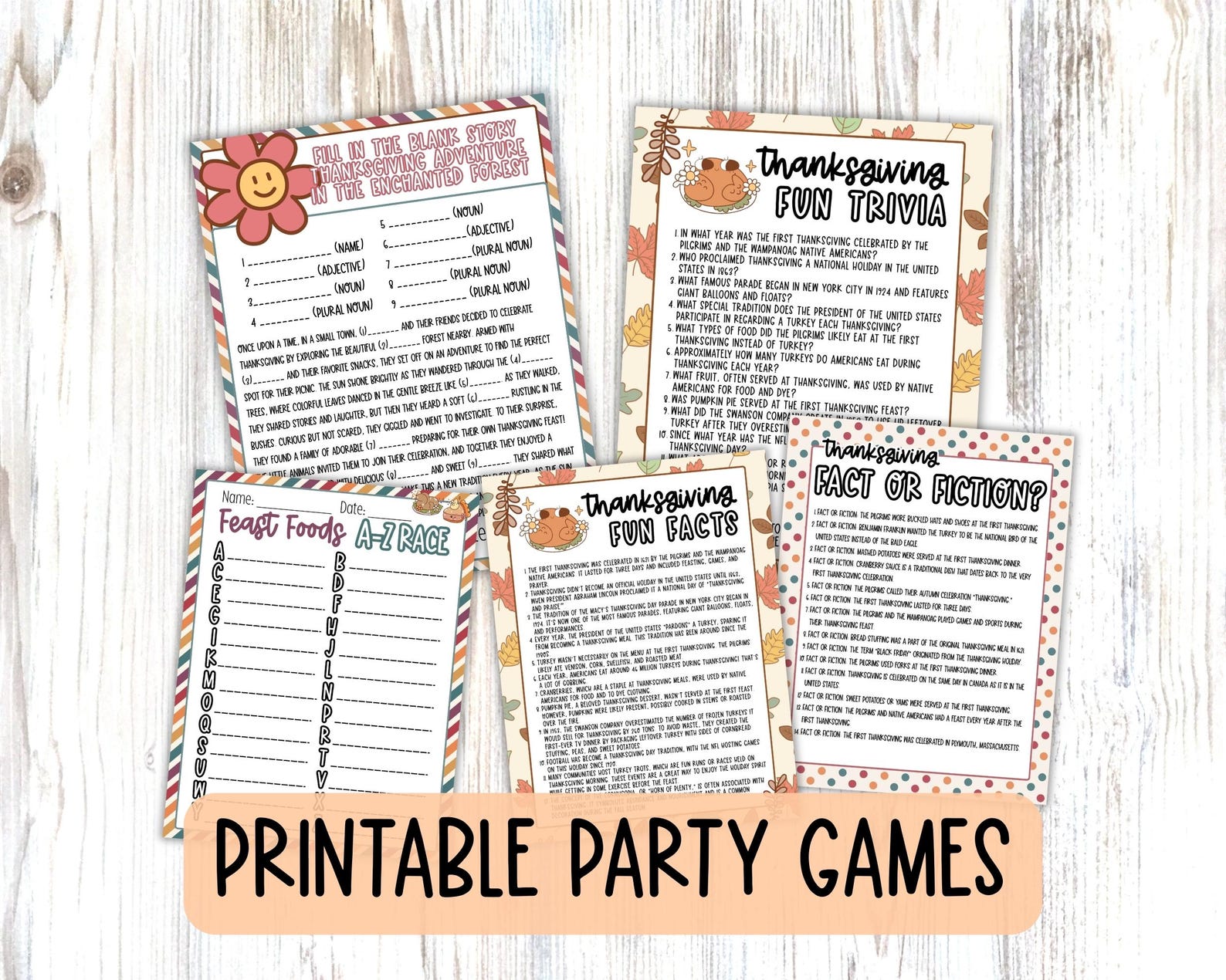 Printable Party Games, A-Z Race of Feast Foods, Fun Facts and Trivia ...