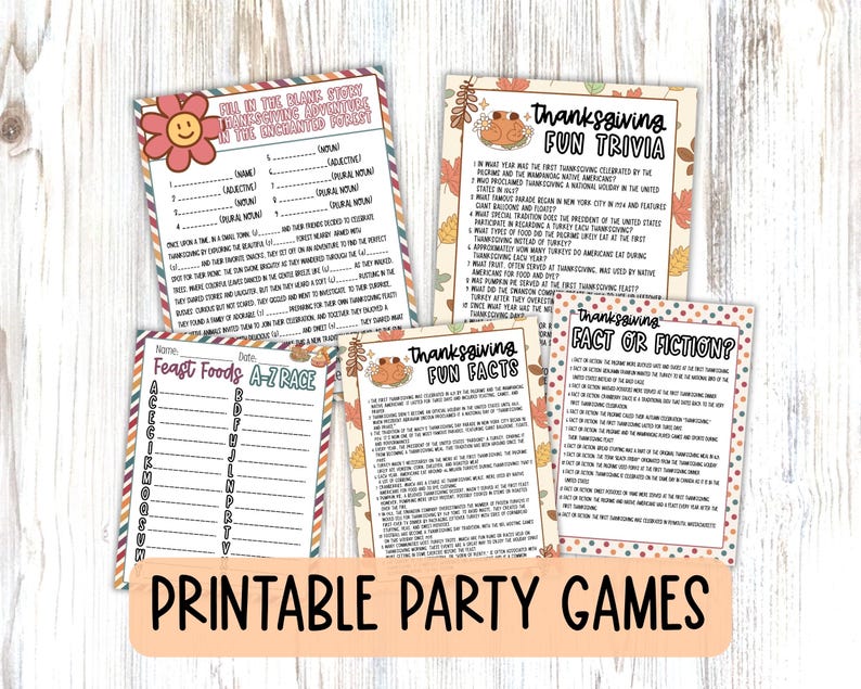 Printable Party Games, A-Z Race of Feast Foods, Fun Facts and Trivia ...