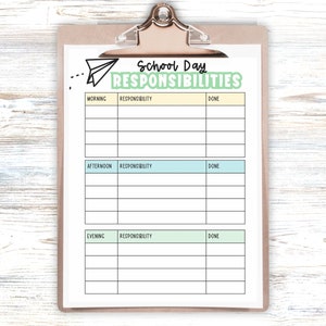 Responsibility Chart for Kids Daily Schedule Editable Template, 4 ...