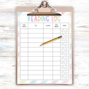 School Reading Log, Reading Reward Chart, 20 Minute Daily Homework ...