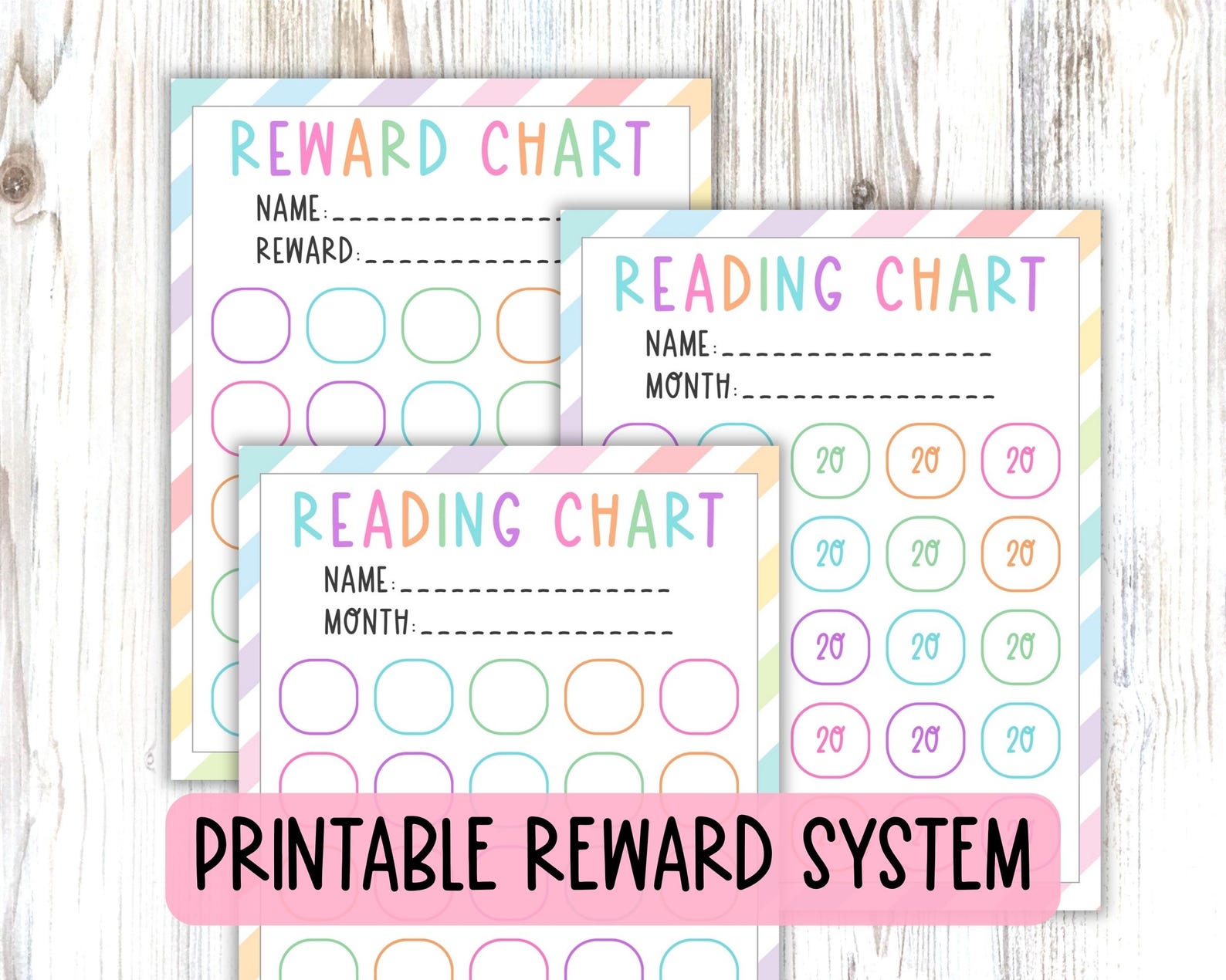 School Reading Log, Reading Reward Chart, 20 Minute Daily Homework ...